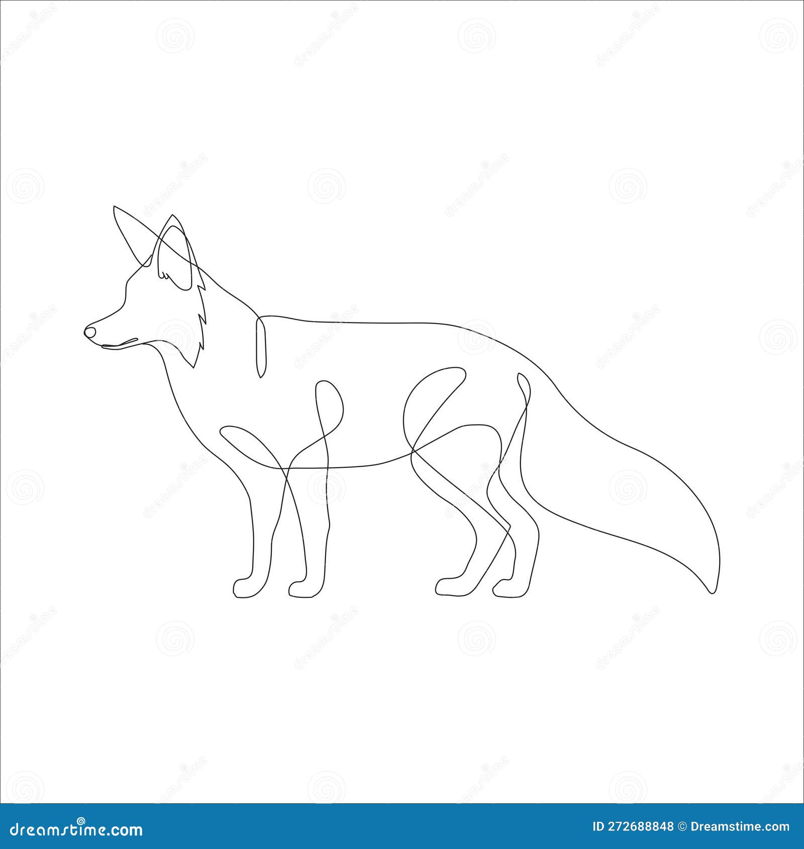 Vector Illustration Continuous One Line Drawing of a Fox Stock Vector ...