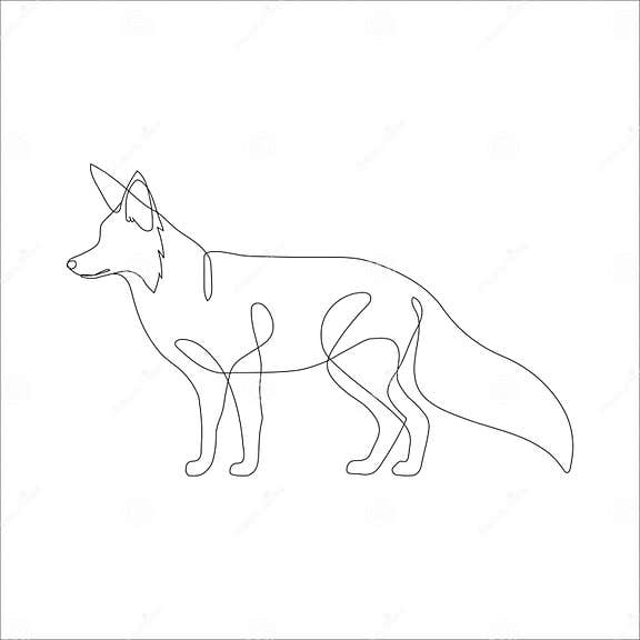 Vector Illustration Continuous One Line Drawing of a Fox Stock Vector ...