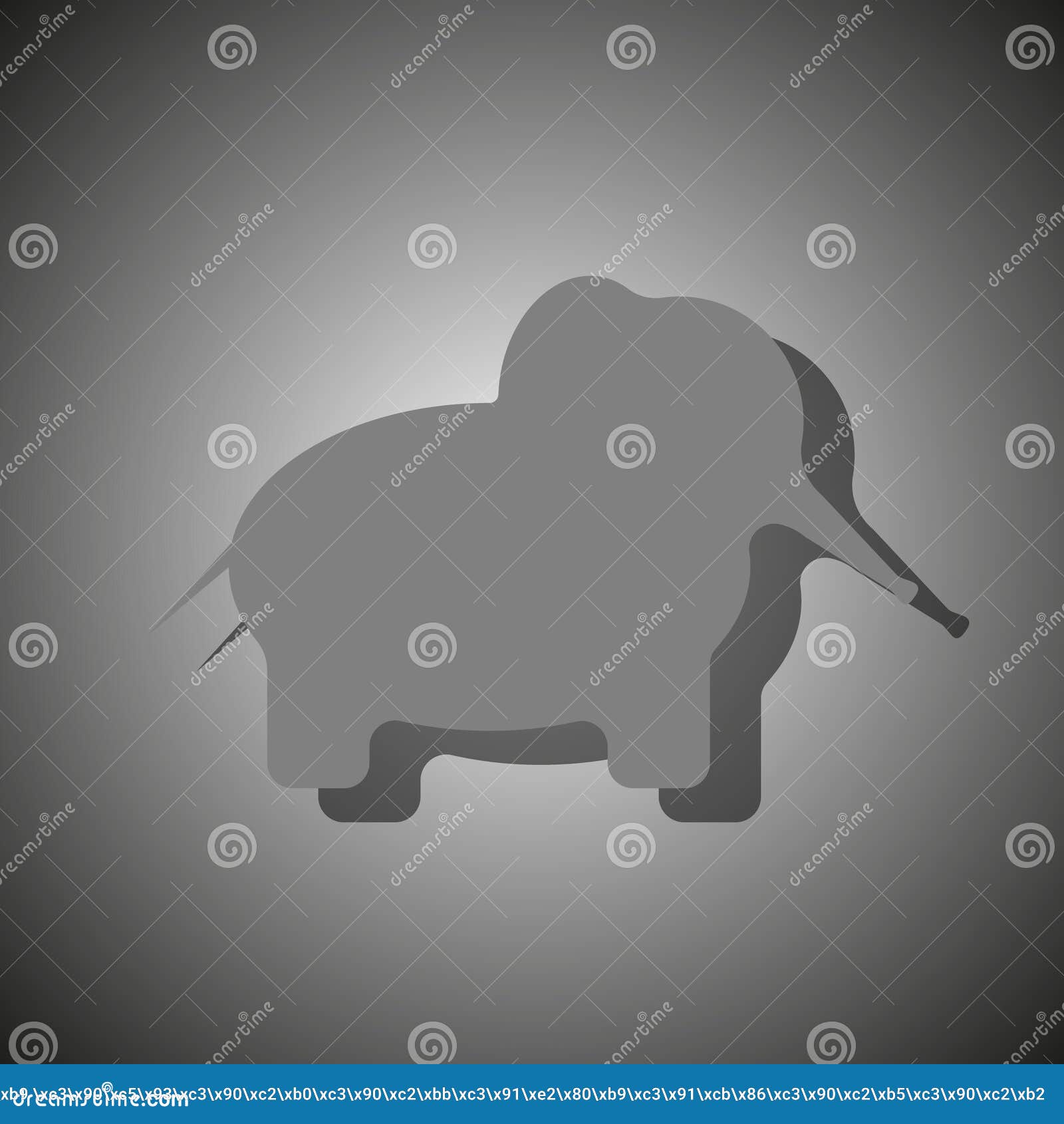 Vector Illustration Contour of an Elephant of a Dark Gray Color Stock ...
