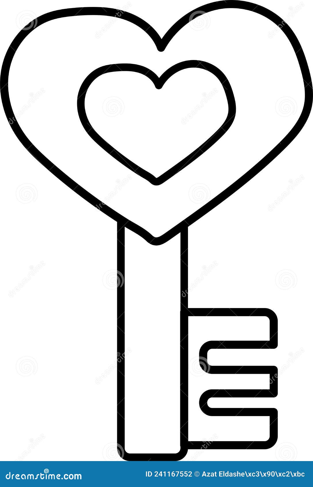 Vector Illustration of the Contour of the Key of the Heart Stock Vector ...