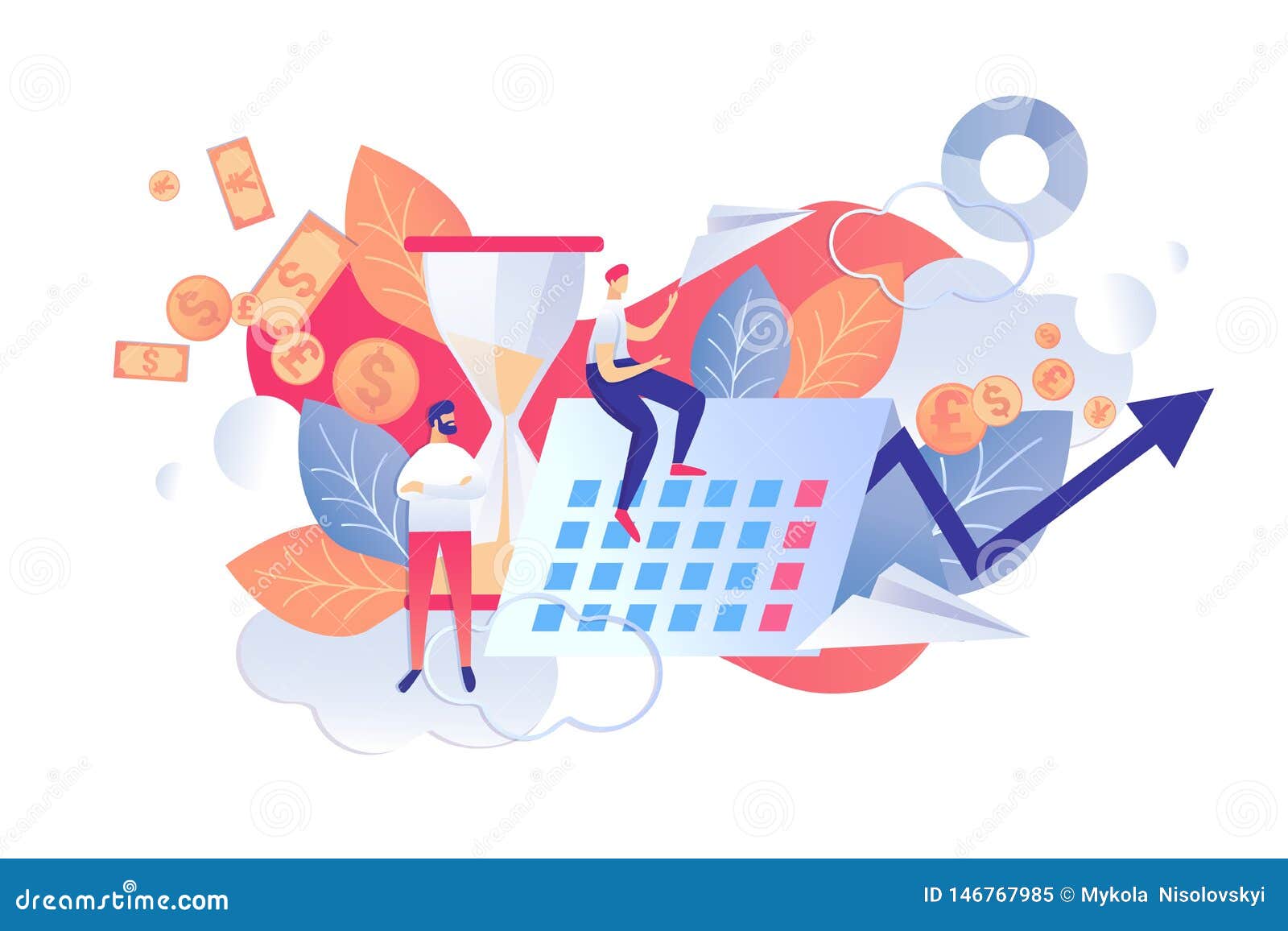 Vector Illustration Control Time and Plans Flat. Stock Vector ...