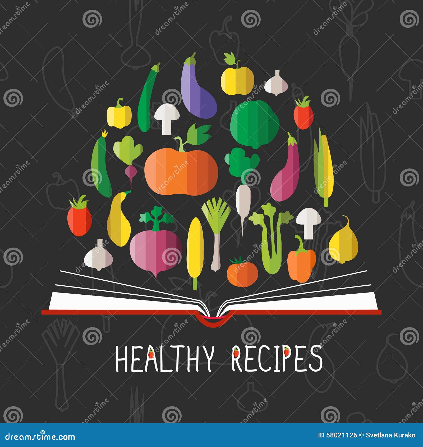 Vector Illustration of Cookbook with Vegetables Stock Vector ...