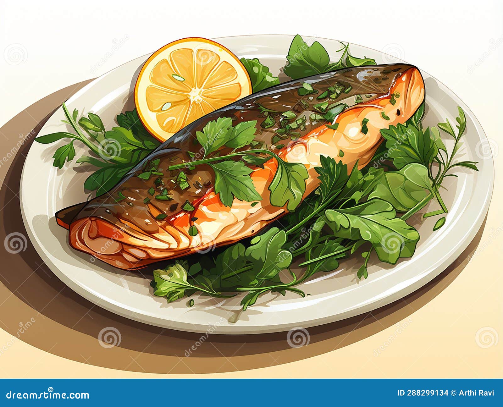 Vector Illustration of a Cooked Fish Stock Illustration - Illustration ...