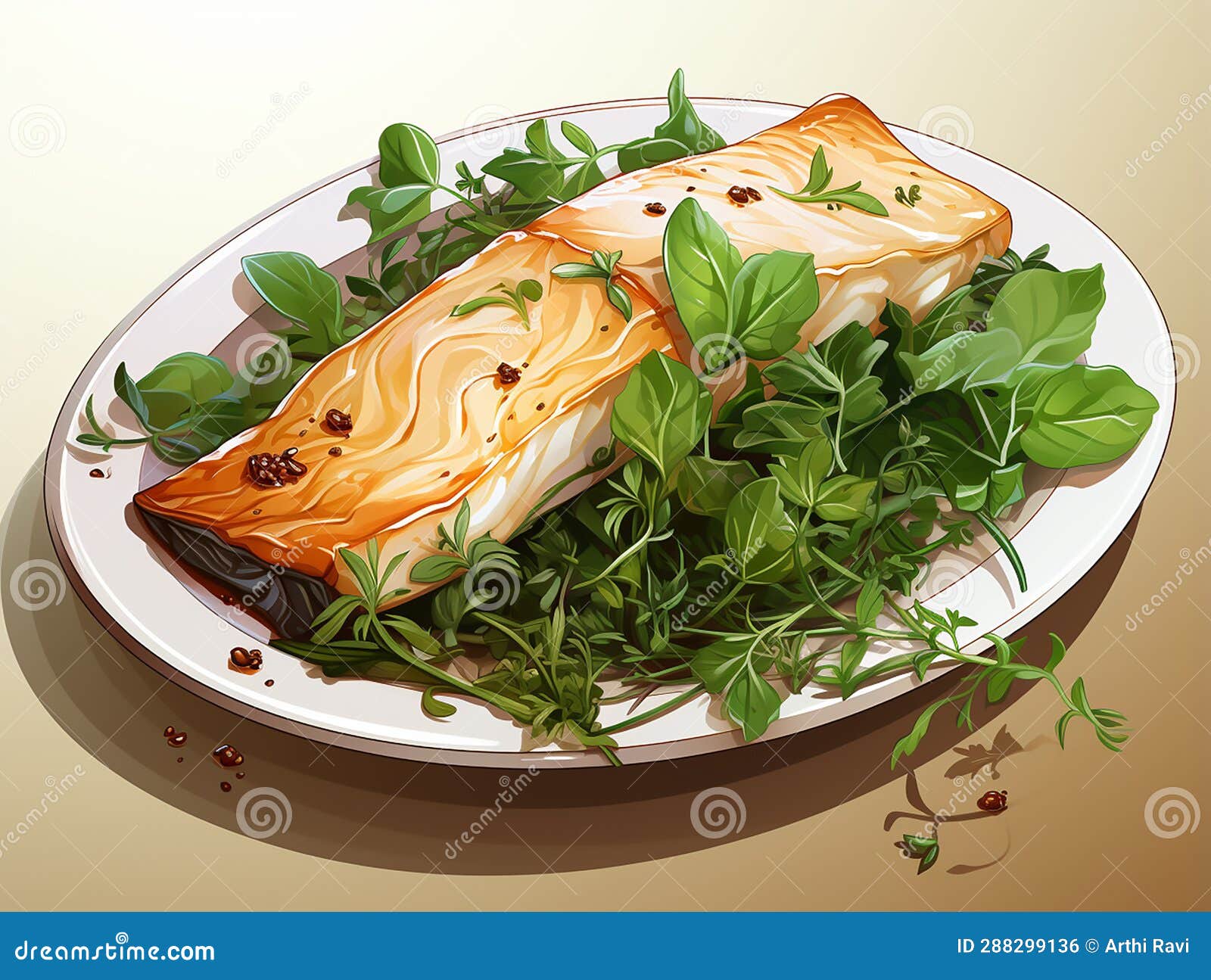 Vector Illustration of a Cooked Fish Stock Illustration - Illustration ...