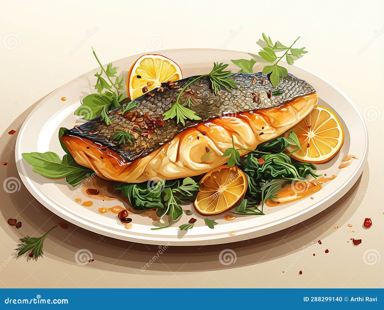 Vector Illustration of a Cooked Fish Stock Illustration - Illustration ...