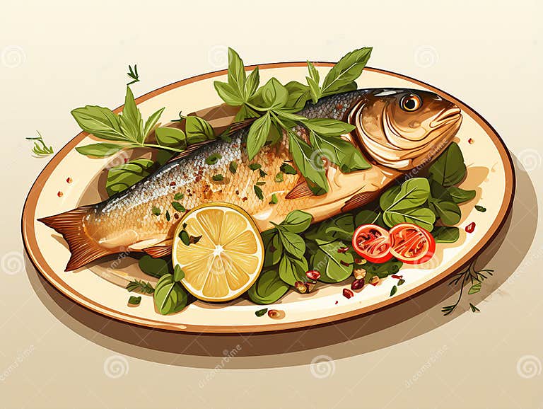 Vector Illustration of a Cooked Fish Stock Illustration - Illustration ...