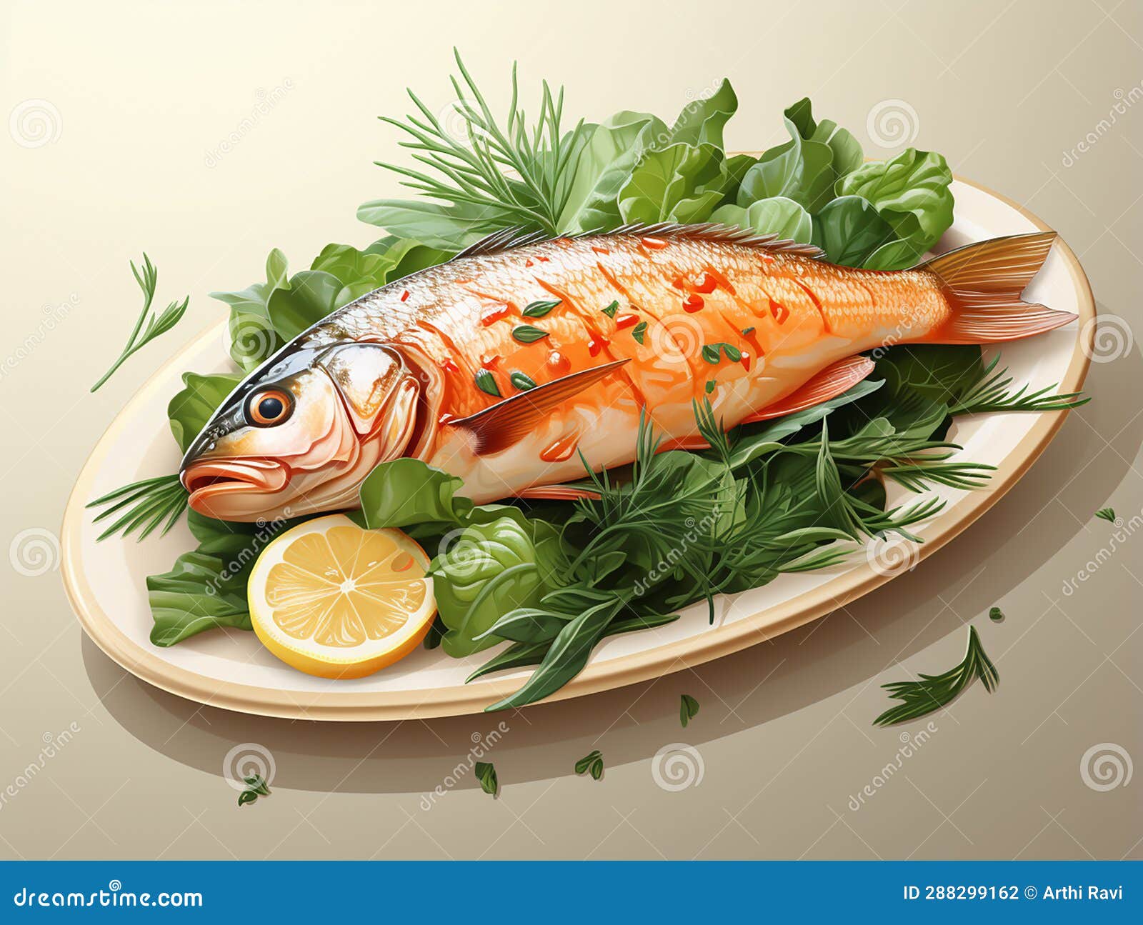 Vector Illustration of a Cooked Fish Stock Illustration - Illustration ...