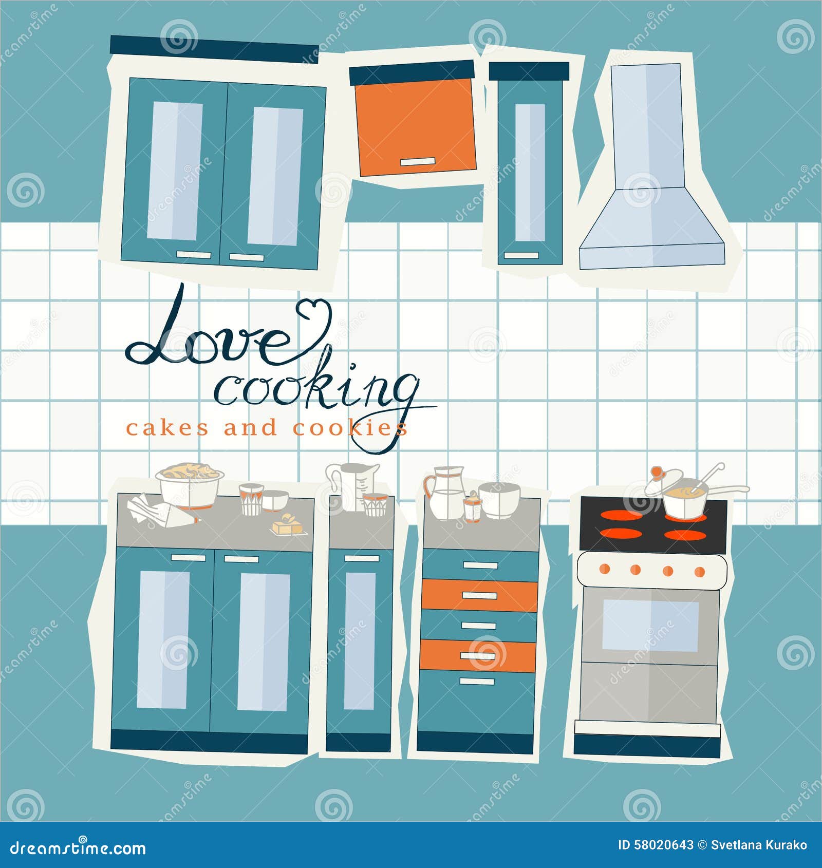Vector Illustration of Cooking Set Stock Vector - Illustration of ...