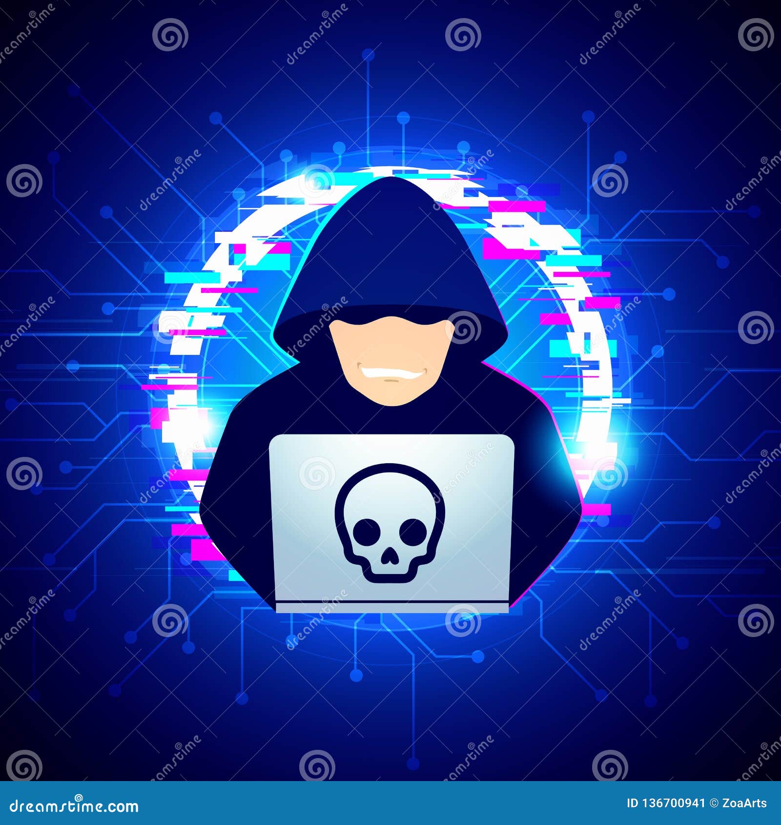 Black 3d Hacker Background With Web Symbols. Vector Illustration ...