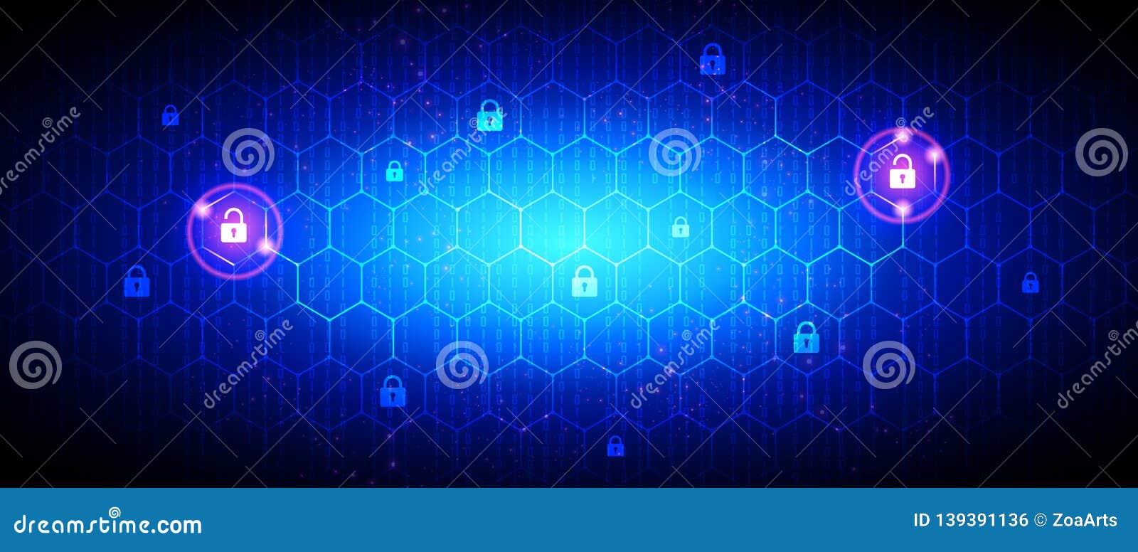 Vector Illustration Global Network Security with Hacker Alert and ...