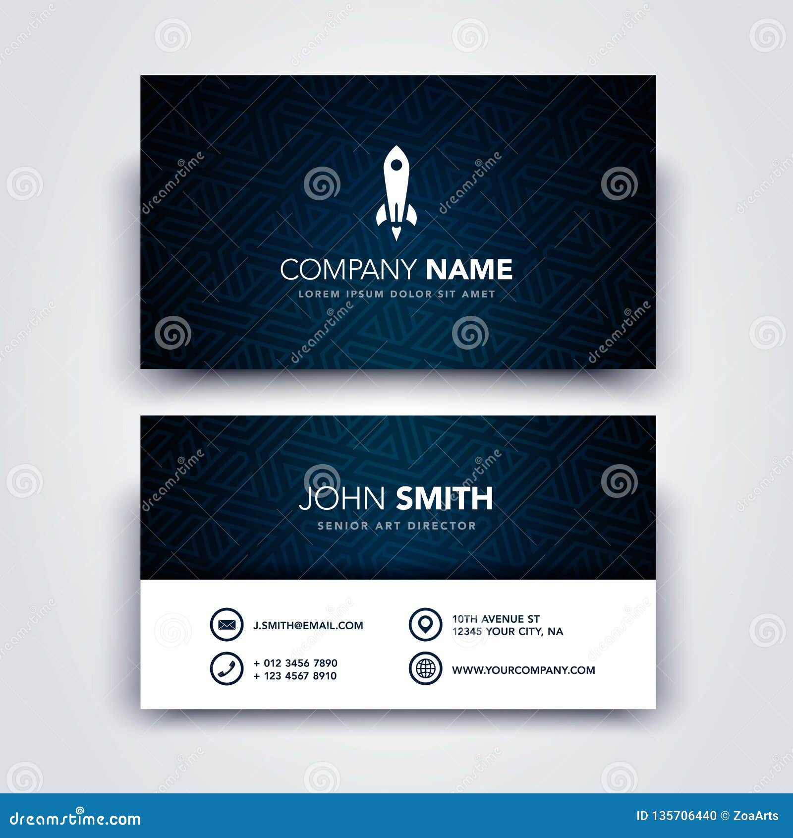 Vector Illustration Modern Creative Dark and Clean Business Card ...