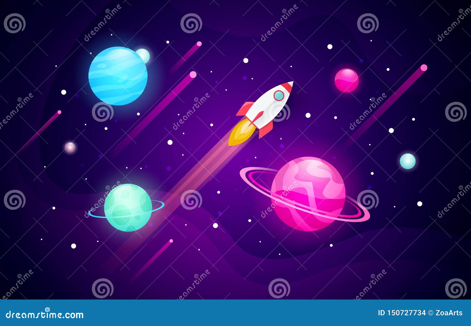 Space Exploring Banners Set With Alien Landscape Vector Illustration ...