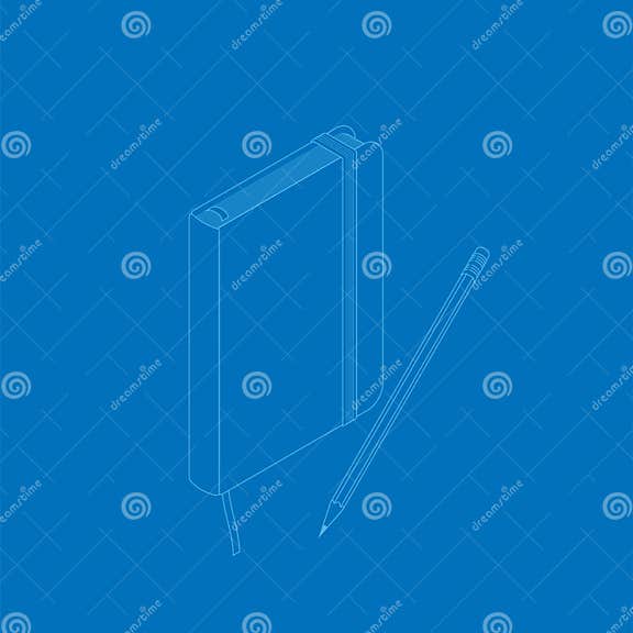 Isometric Flat Vector Illustration of Copybook Notepad with Pencil ... Isometric Flat Vector Illustration of Copybook Notepad with Pencil ...