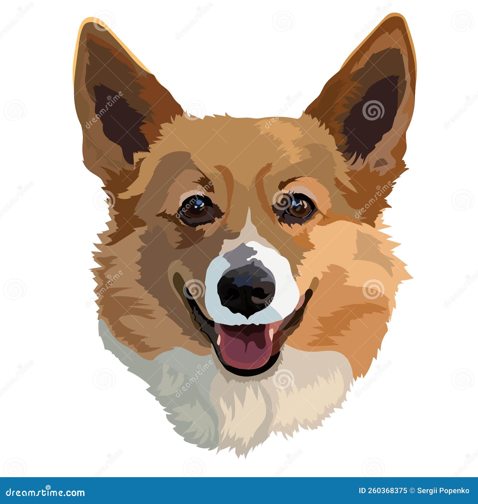 Vector Illustration of a Corgi Dog Face Stock Vector - Illustration of ...