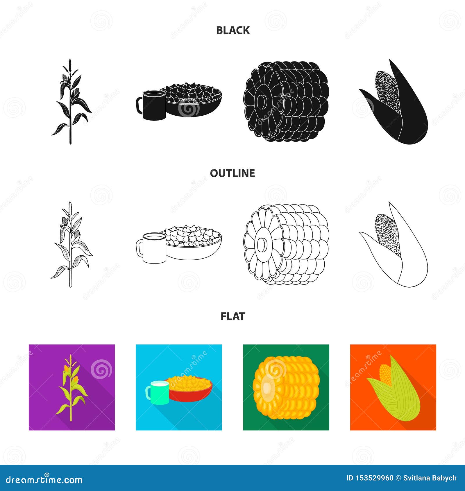 Vector Design of Cornfield and Vegetable Logo. Set of Cornfield and ...