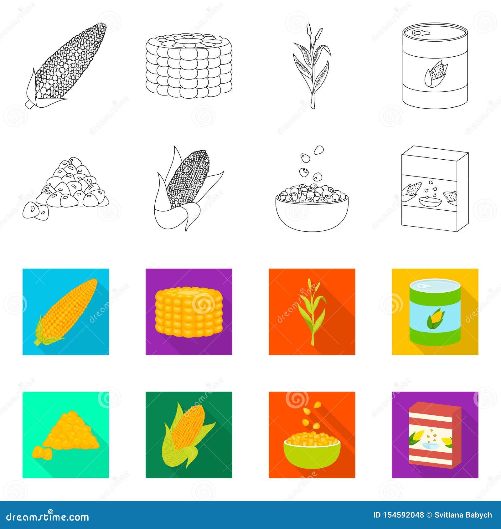 Vector Illustration of Cornfield and Vegetable Icon. Collection of ...