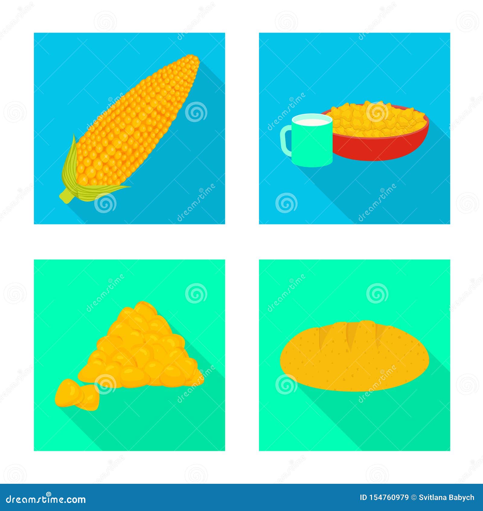 Vector Illustration of Cornfield and Vegetable Icon. Collection of ...