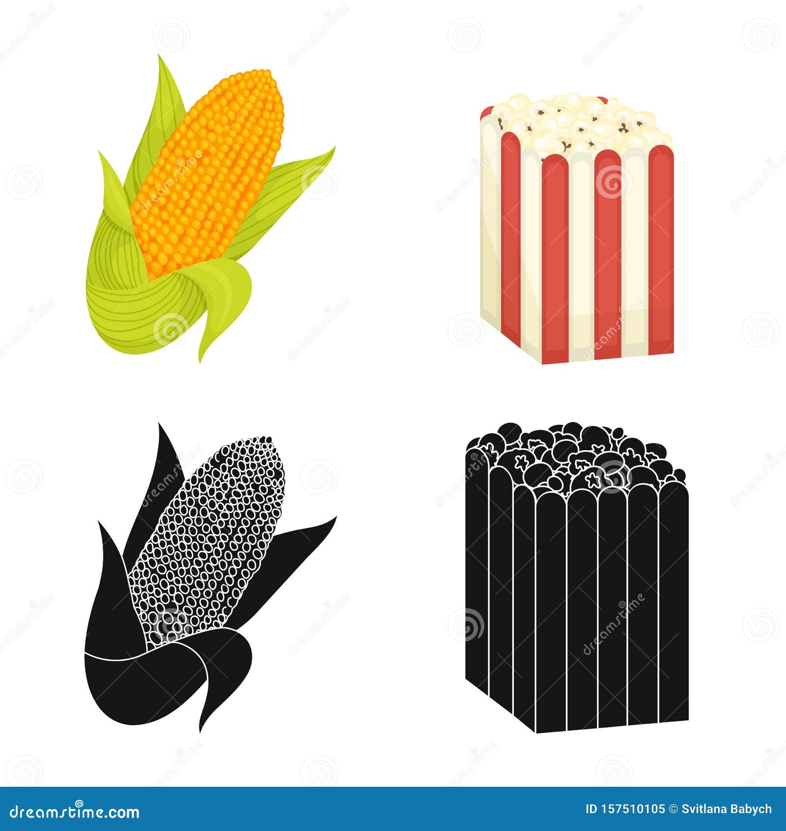 Vector Illustration of Cornfield and Vegetable Icon. Set of Cornfield ...