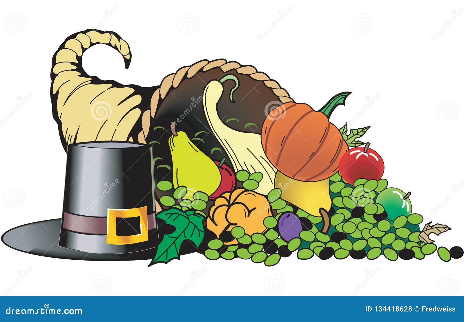 Cornucopia Vector Illustration Stock Vector - Illustration of cartoon ...