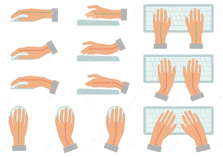 Correct and Incorrect Hand Position for Use Keyboard and Holding Mouse ...