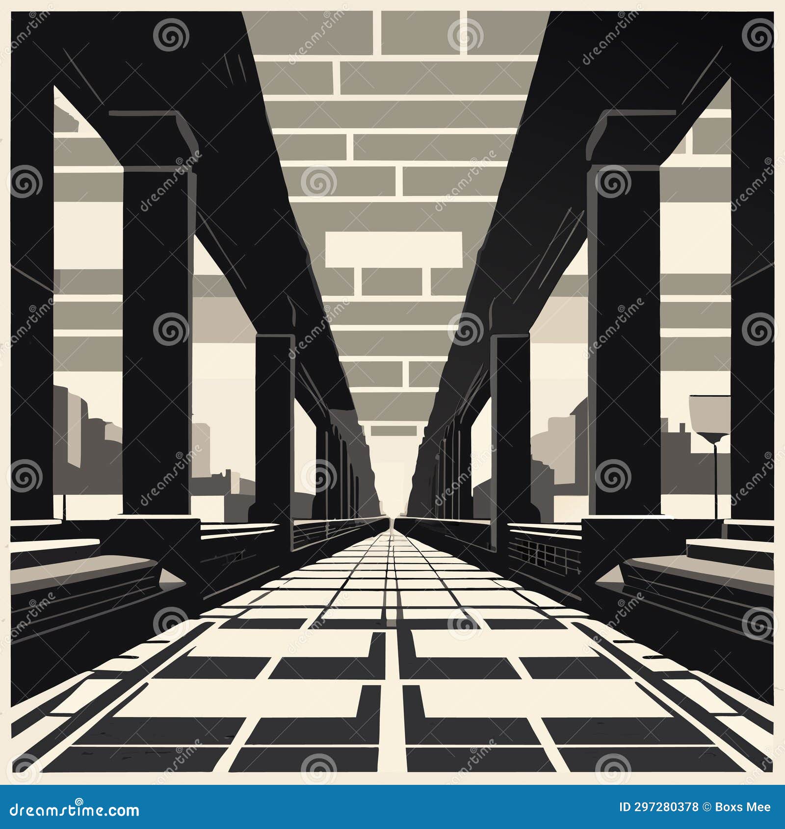 Vector Illustration of a Corridor in a Modern Office Building. Modern ...