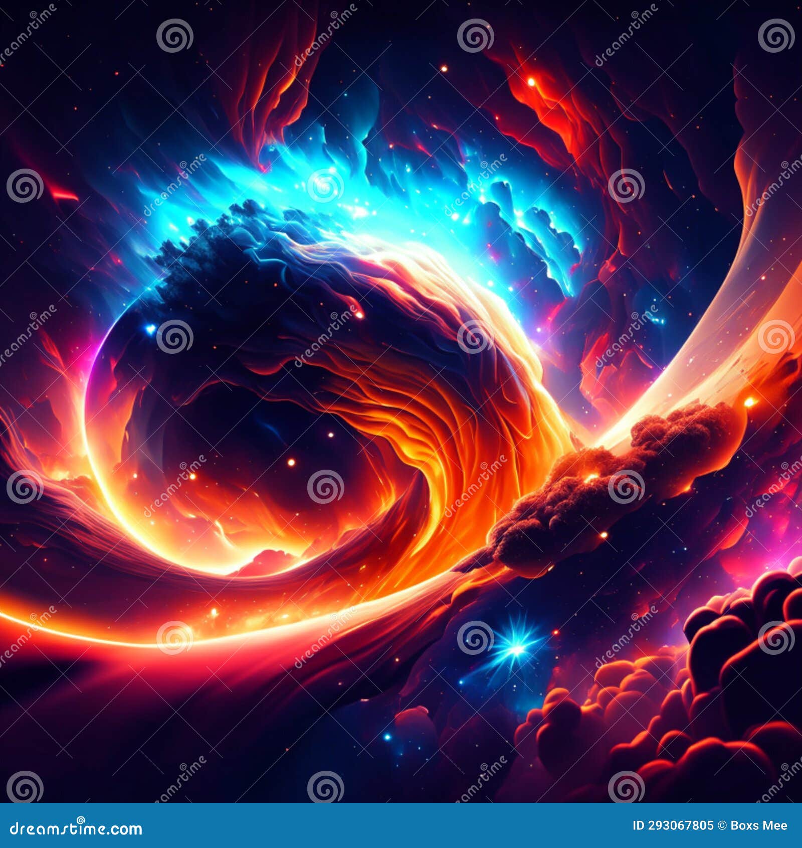 Vector Illustration of a Cosmic Abstract Background with the Sun and ...