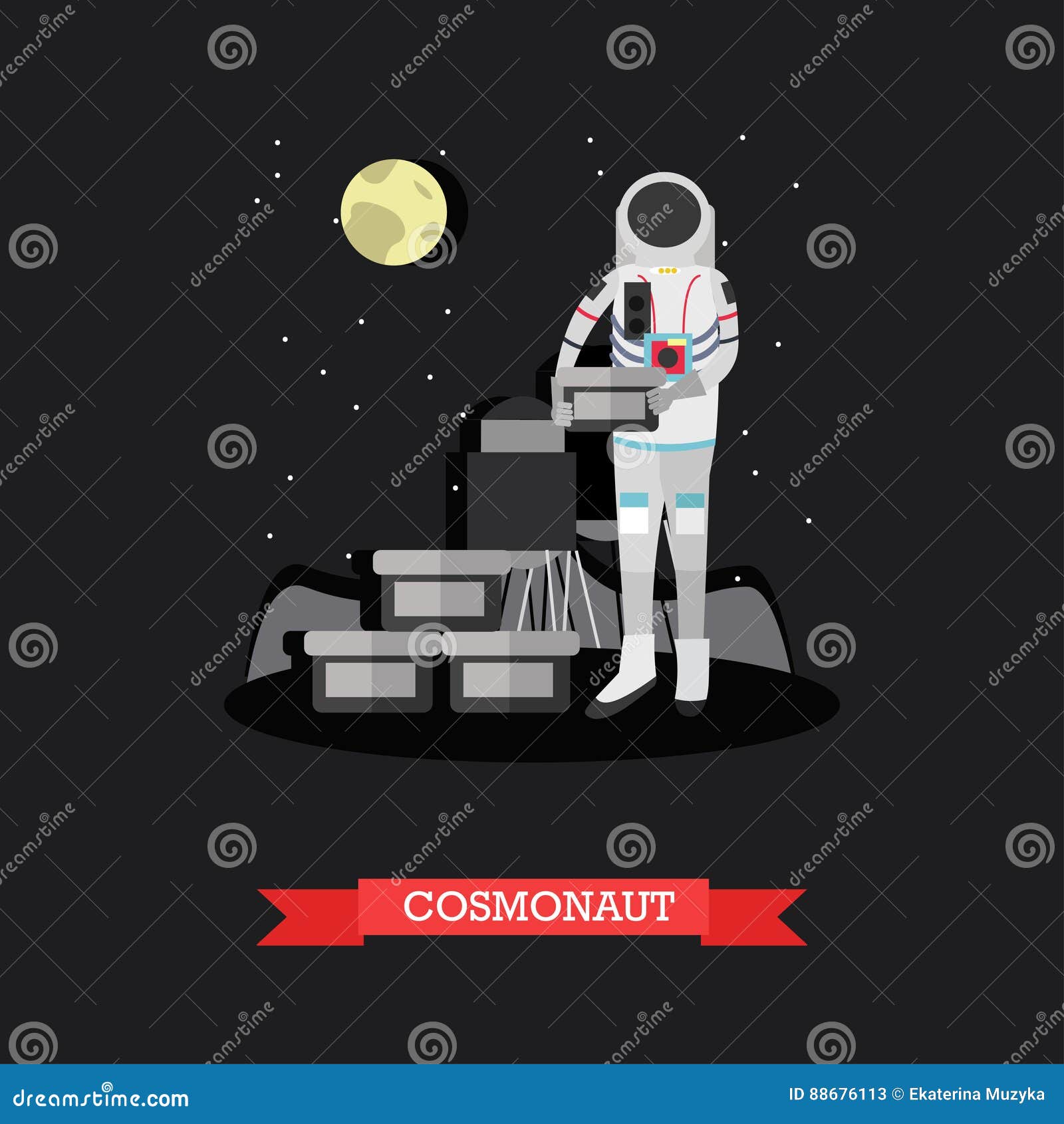 Vector Illustration of Cosmonaut in Flat Style Stock Vector ...