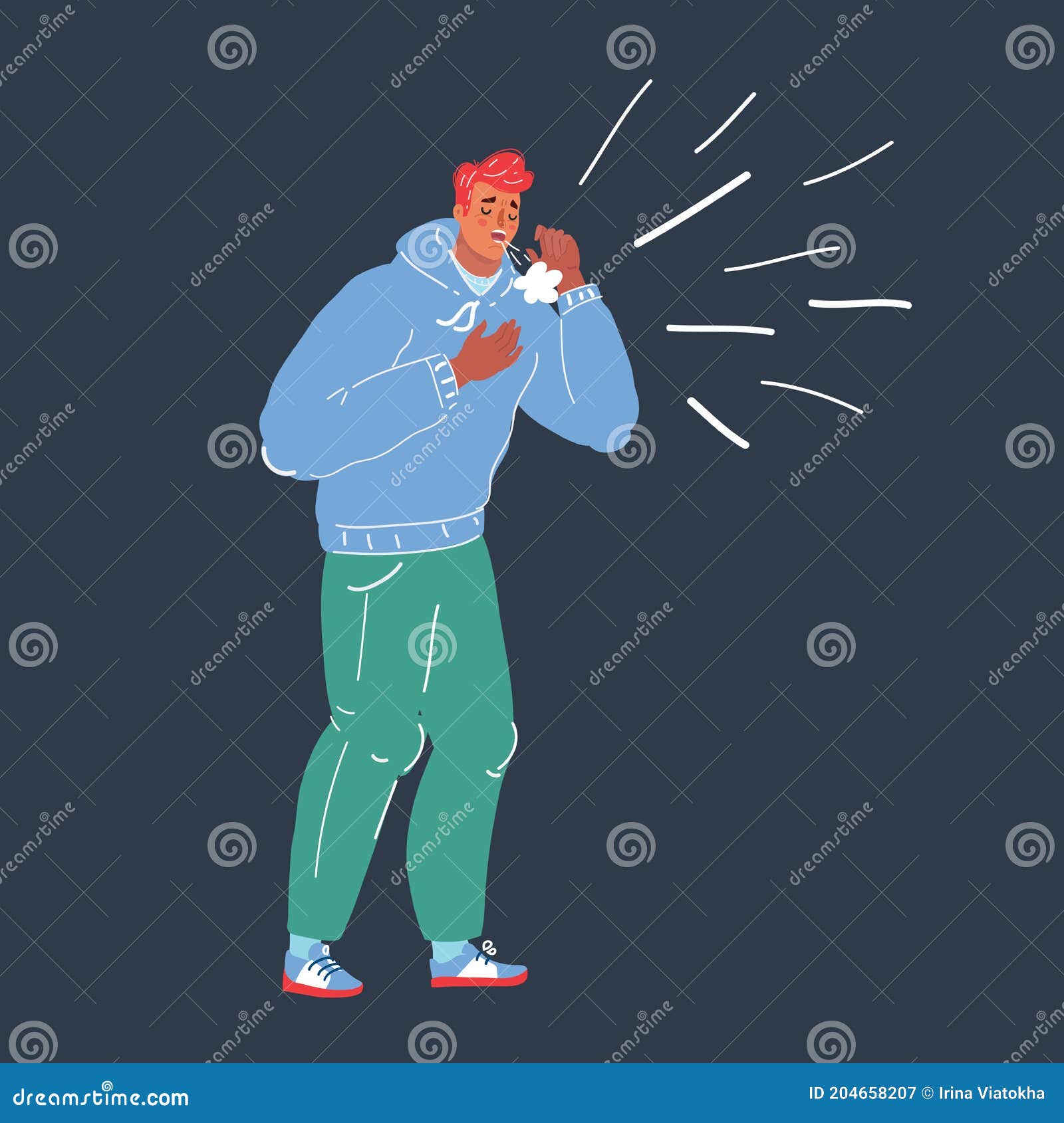 Vector Coughing Patient Warning Triangle Sign Icon Stock Image ...