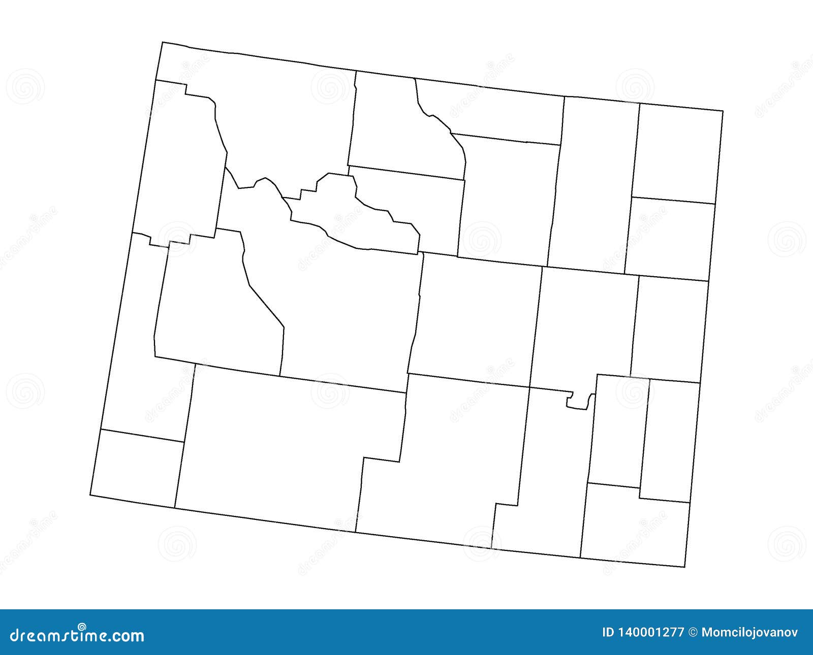 Counties Map of US State of Wyoming Stock Vector - Illustration of maps ...