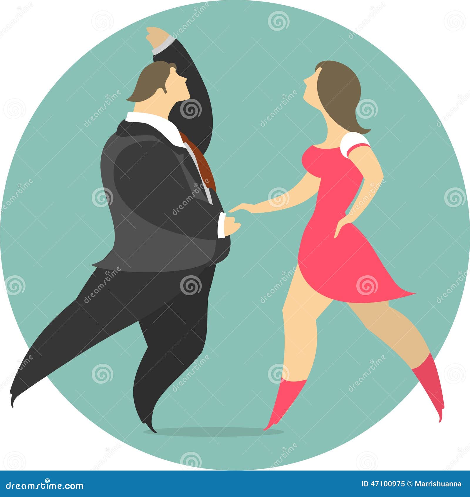 Vector Illustration Of A Couple Dancing In A Circle Emblem ...