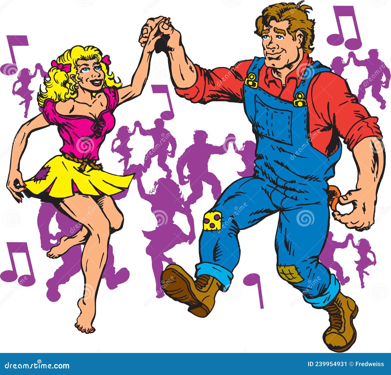 Square Dance Vector Illustration Stock Vector - Illustration of dancer ...