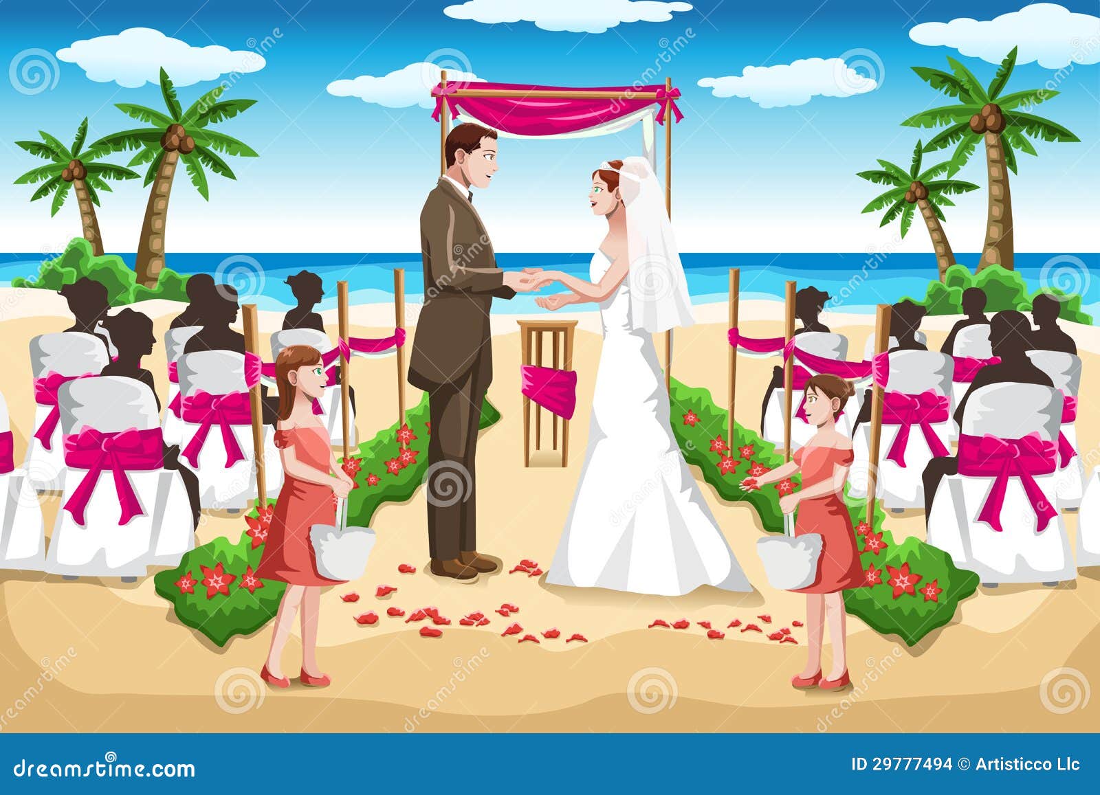 Beach wedding stock vector. Illustration of drawing, exotic - 29777494