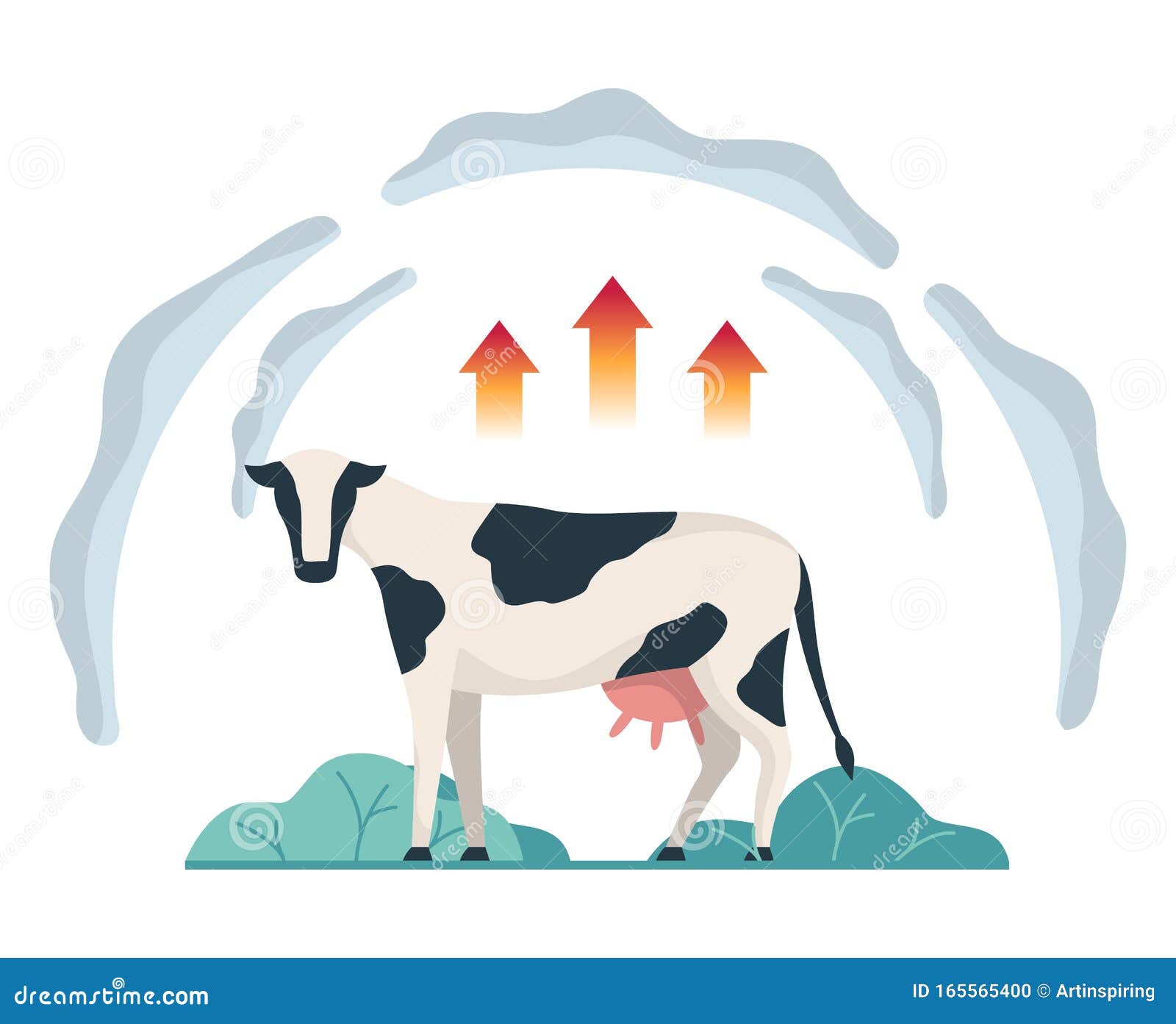 Vector Illustration of a Cow As a Natural Sources of Pollution. Stock ...