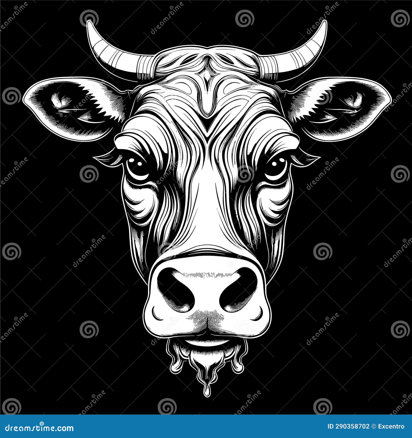 Cow head stock vector. Illustration of graphic, cowhead - 290358702