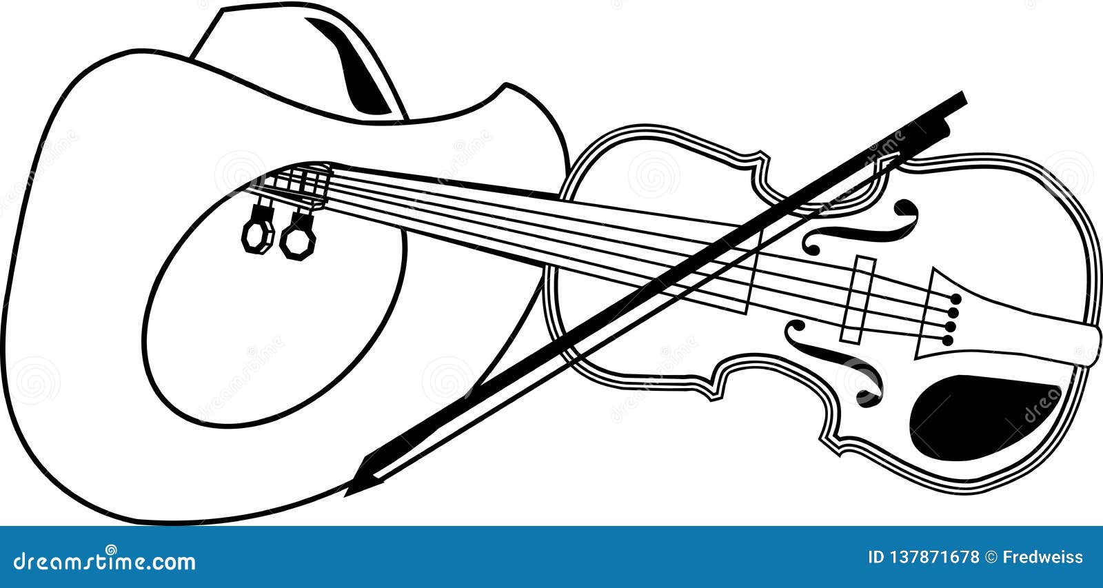 Fiddle with Hat Vector Illustration Stock Vector - Illustration of ...