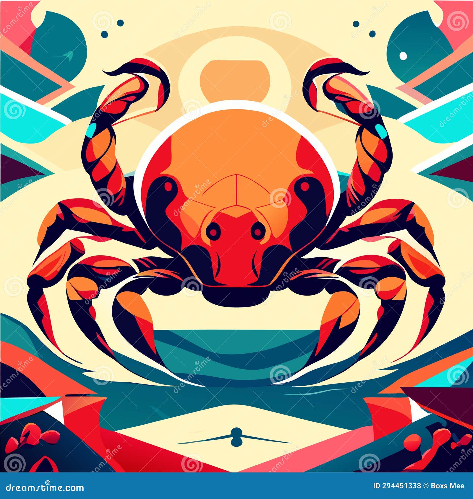 Vector Illustration of a Crab on a Background of Abstract Geometric ...