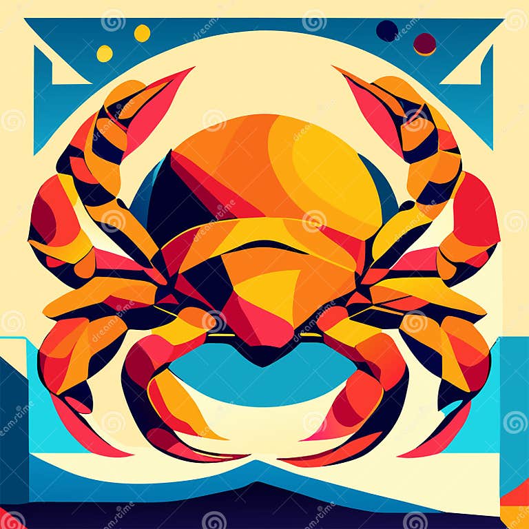 Vector Illustration of a Crab in the Form of a Circle. Abstract Vector ...
