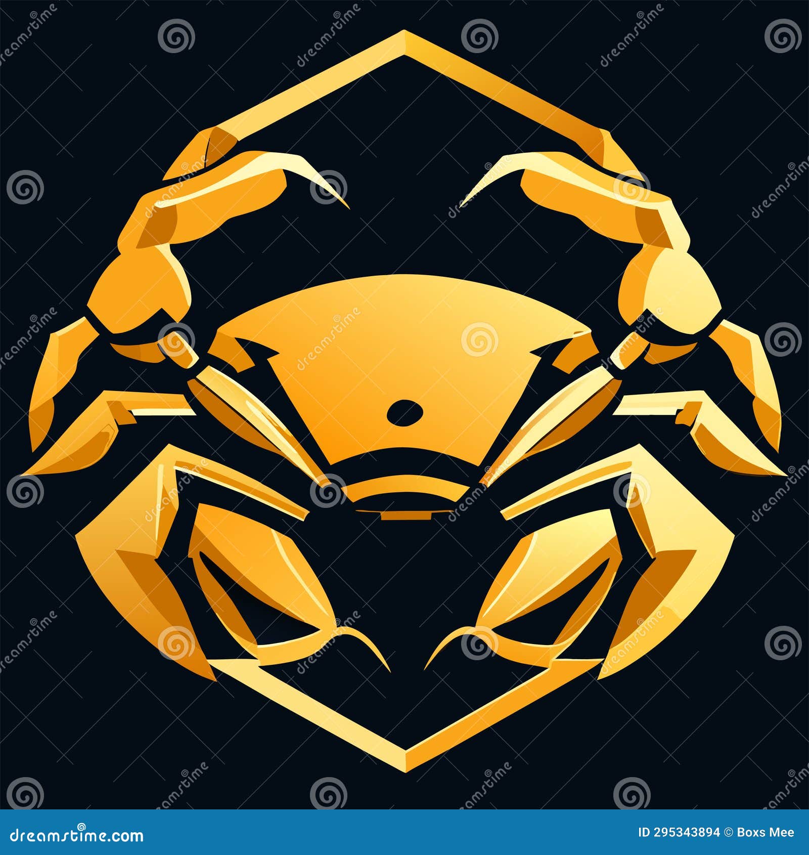 Vector Illustration of a Crab in the Form of a Shield on a Dark ...