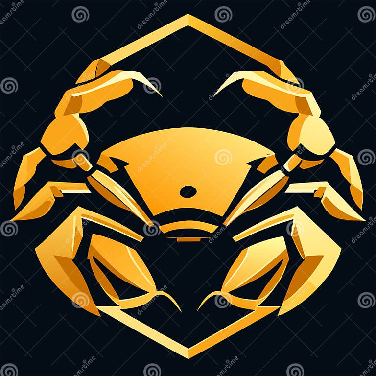 Vector Illustration of a Crab in the Form of a Shield on a Dark ...