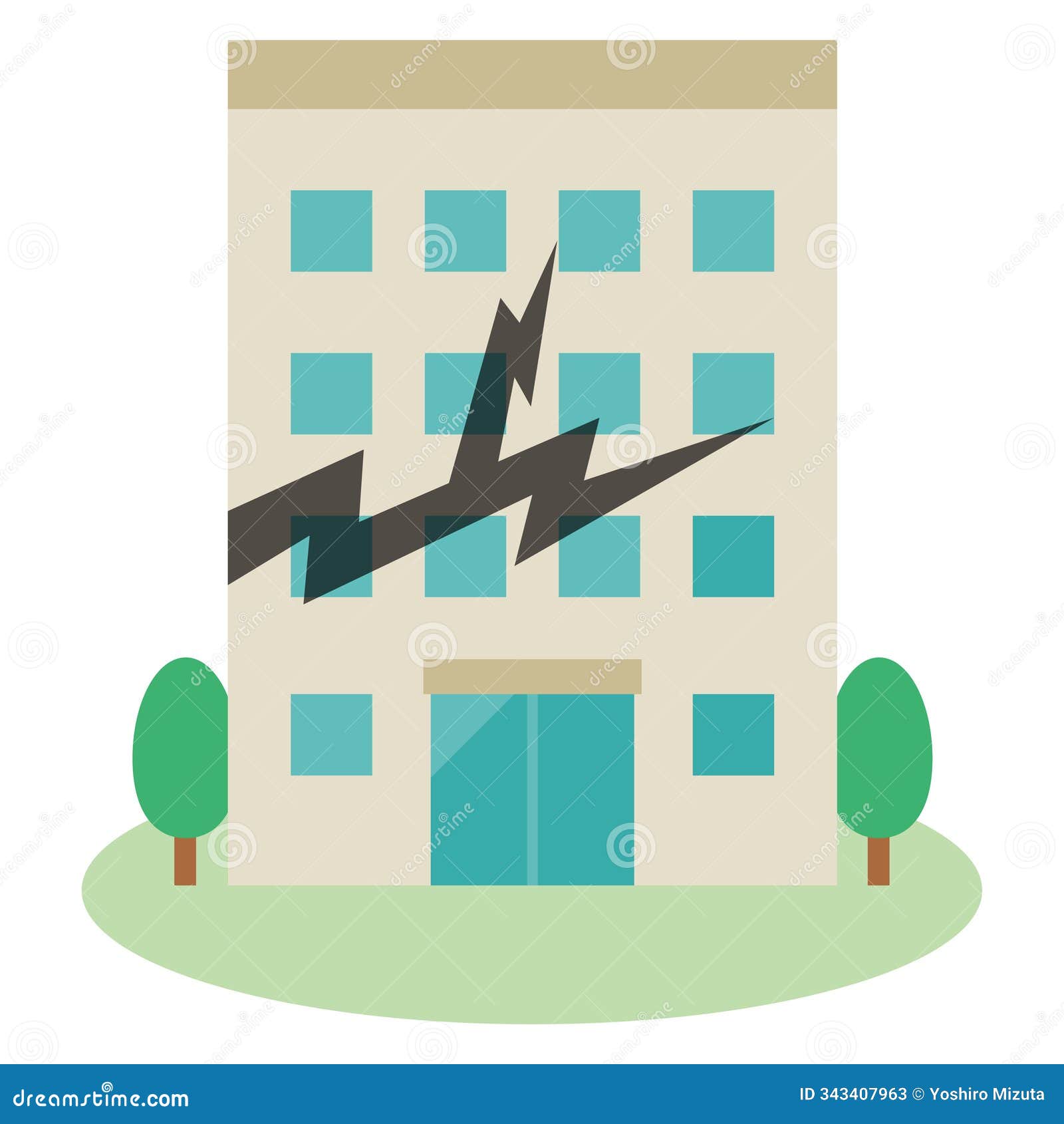 Vector Illustration of a Cracked Building Stock Vector - Illustration ...