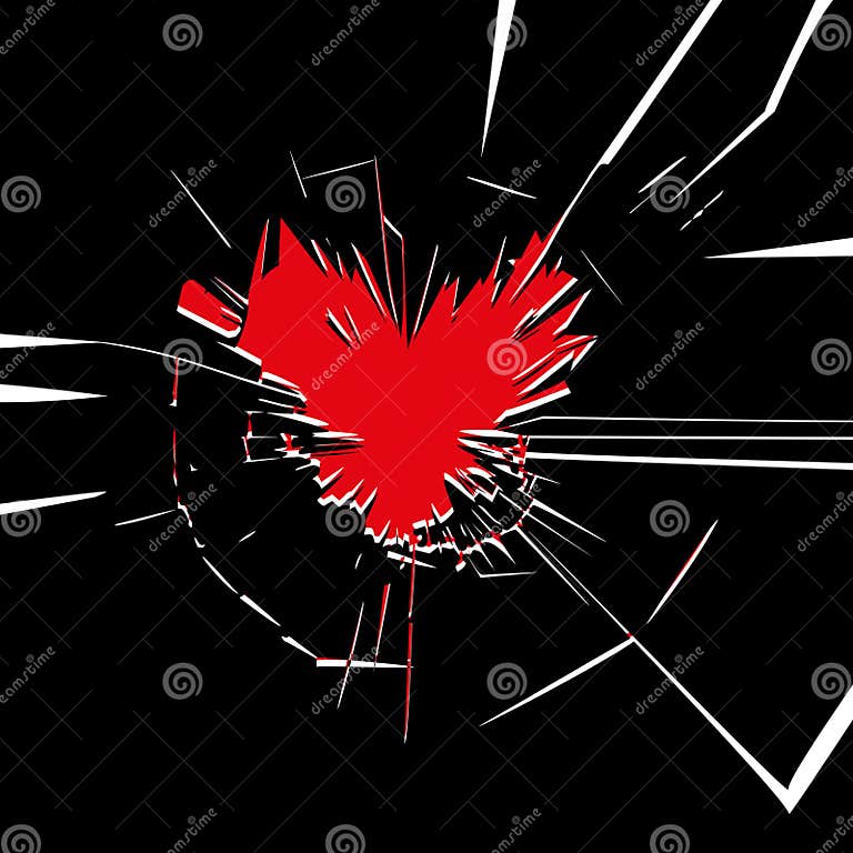 Vector Illustration of Cracks on Broken Glass Heart Stock Vector ...