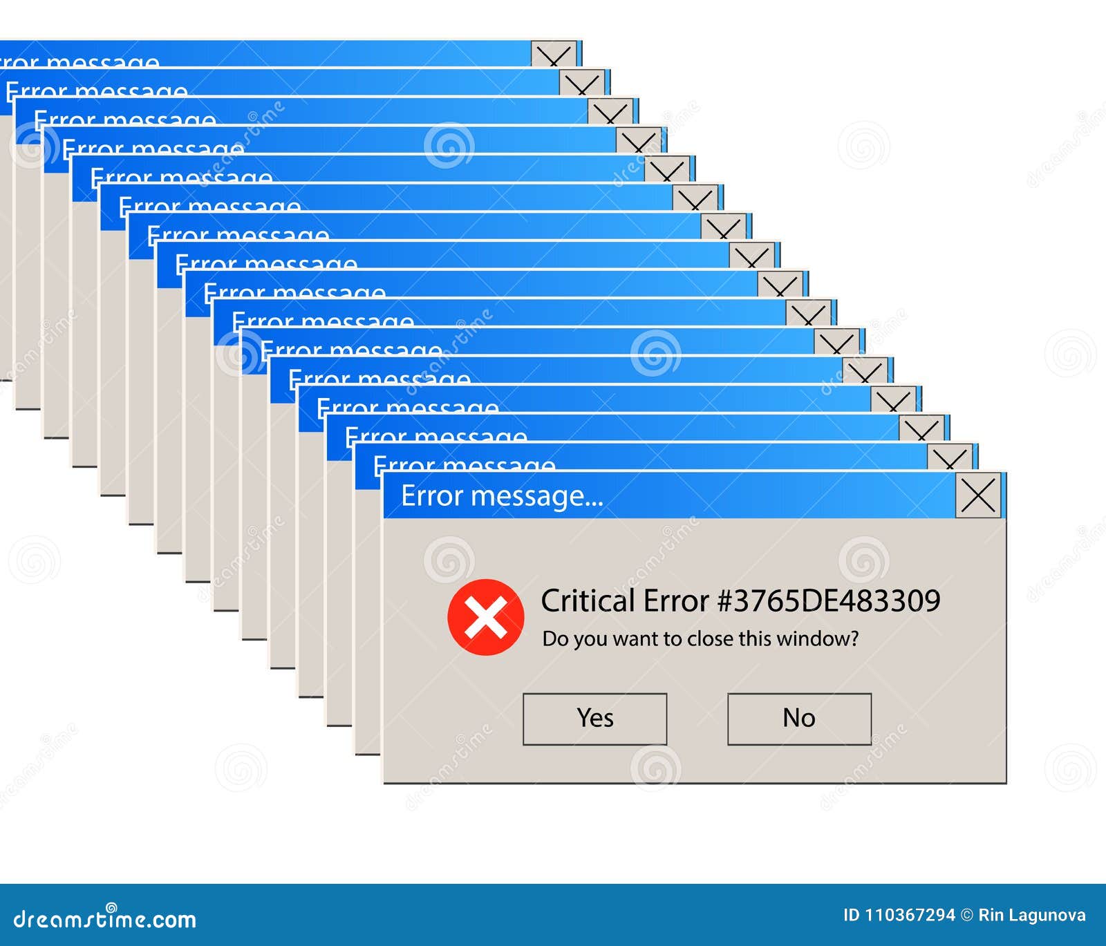 Vector Illustration Critical Error Warning Message Vintage User ...