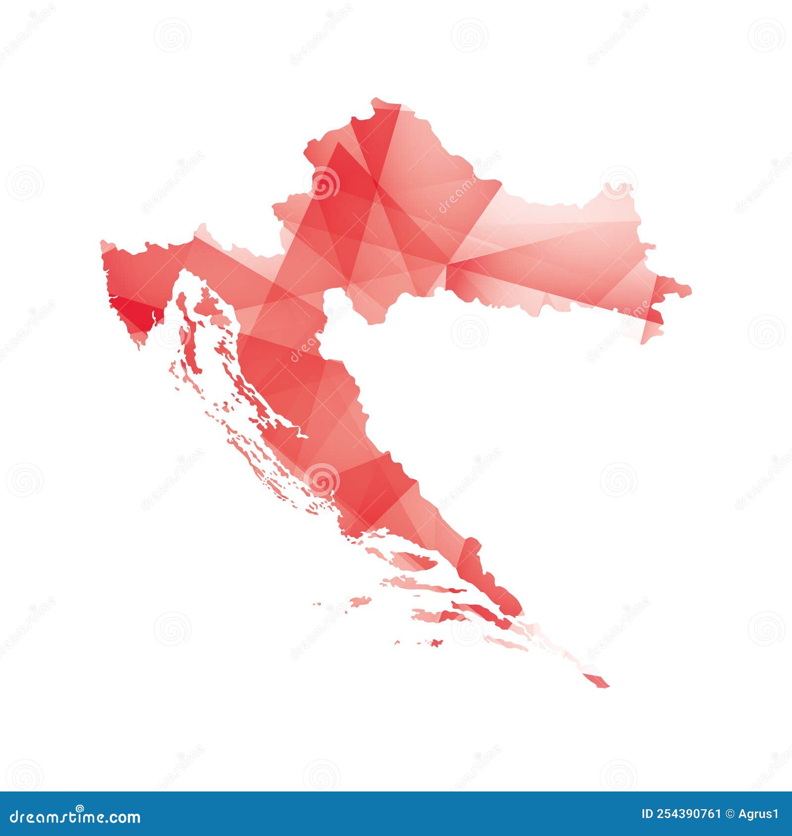 Vector Illustration of Croatia Map with Red Colored Geometric Shapes ...