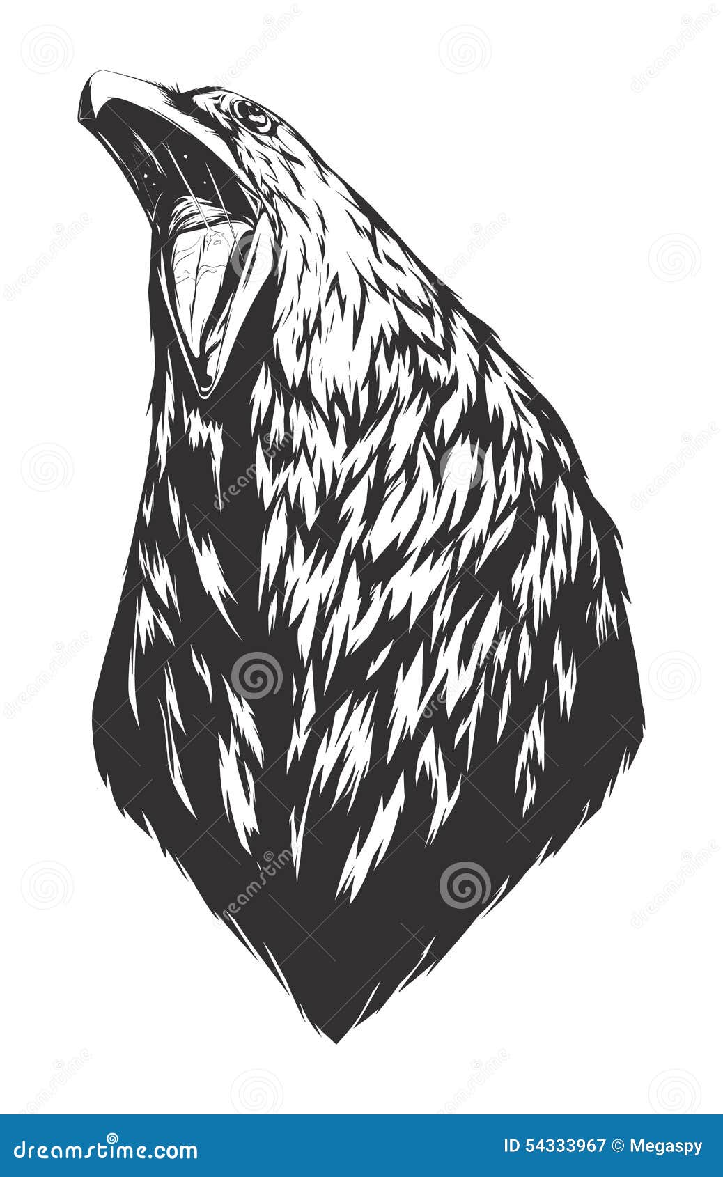 Crow Head Drawing Line Work Vector | CartoonDealer.com #65364544