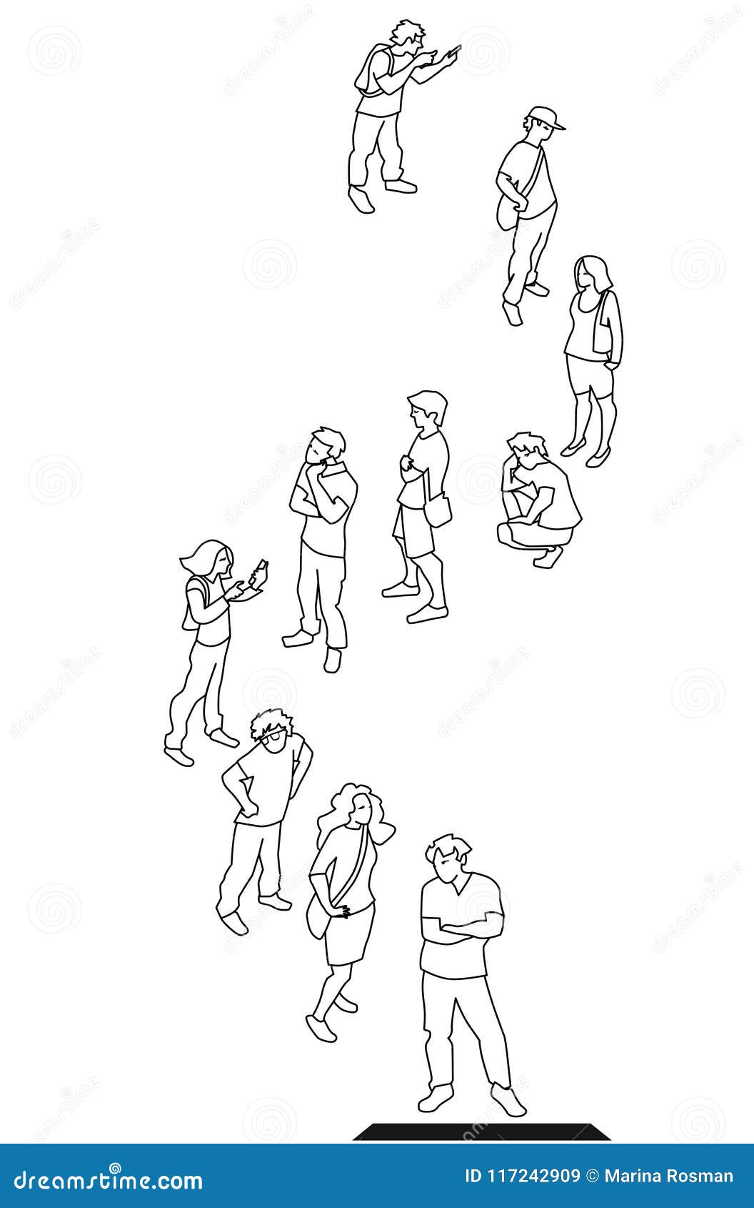 People Staying in Queue and Waiting Stock Illustration - Illustration ...