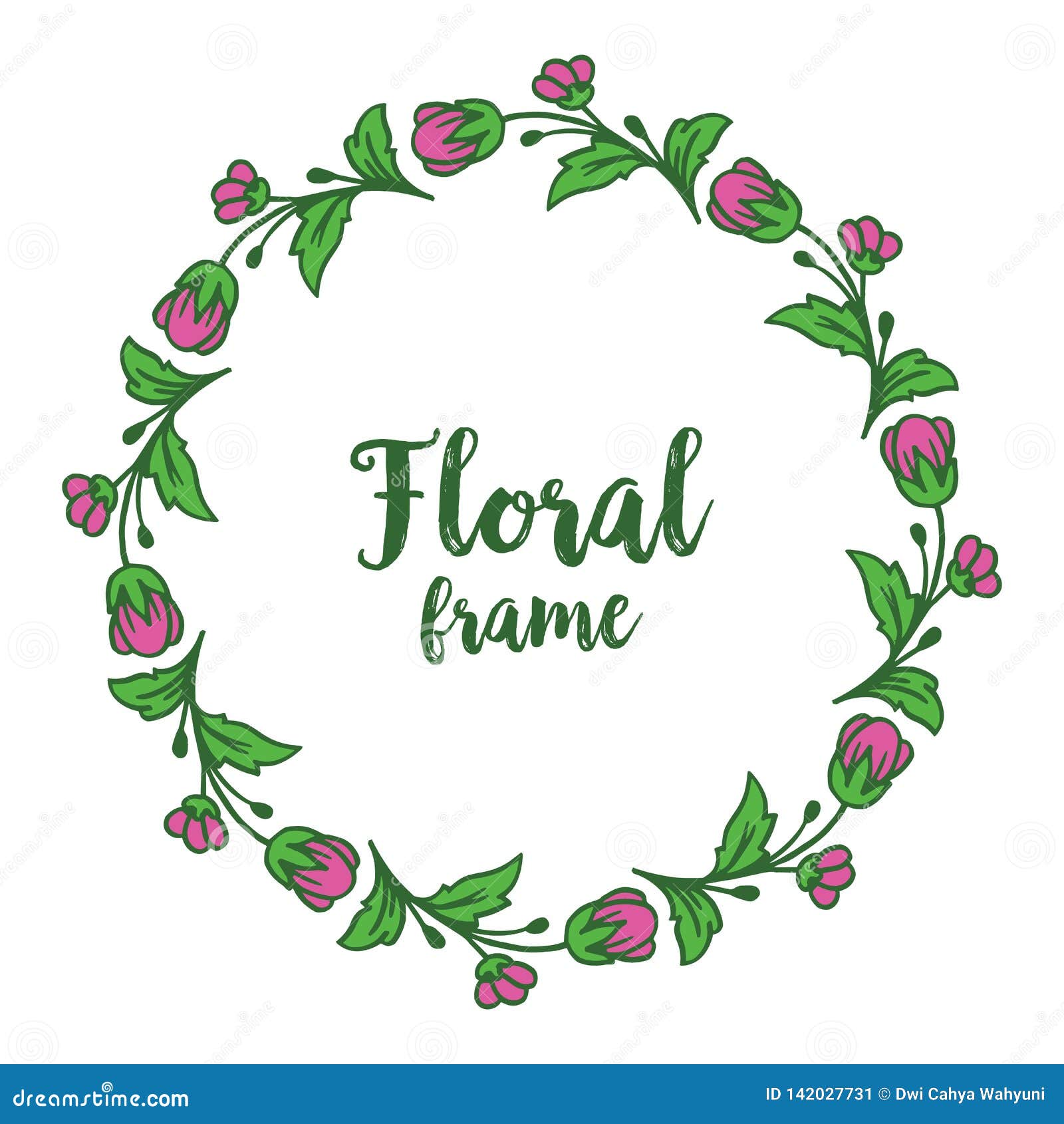 Vector Illustration Crowd Style Purple Flower Frame Stock Vector ...