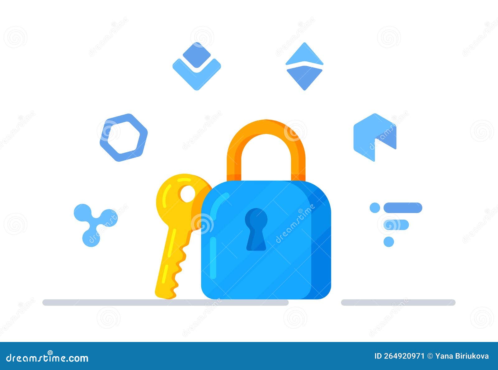 Vector Illustration of Crypto Security. Lock with a Key Editorial Photo ...