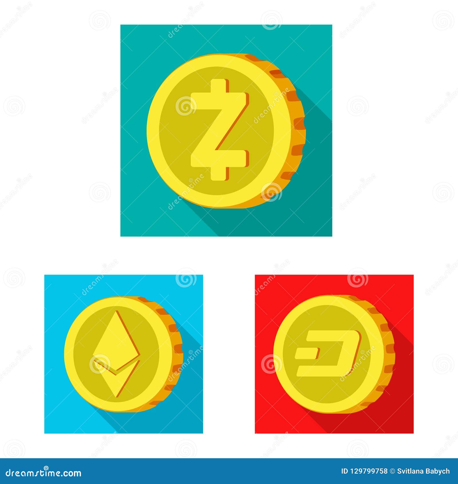 Vector Illustration of Cryptocurrency and Coin Icon. Set of ...
