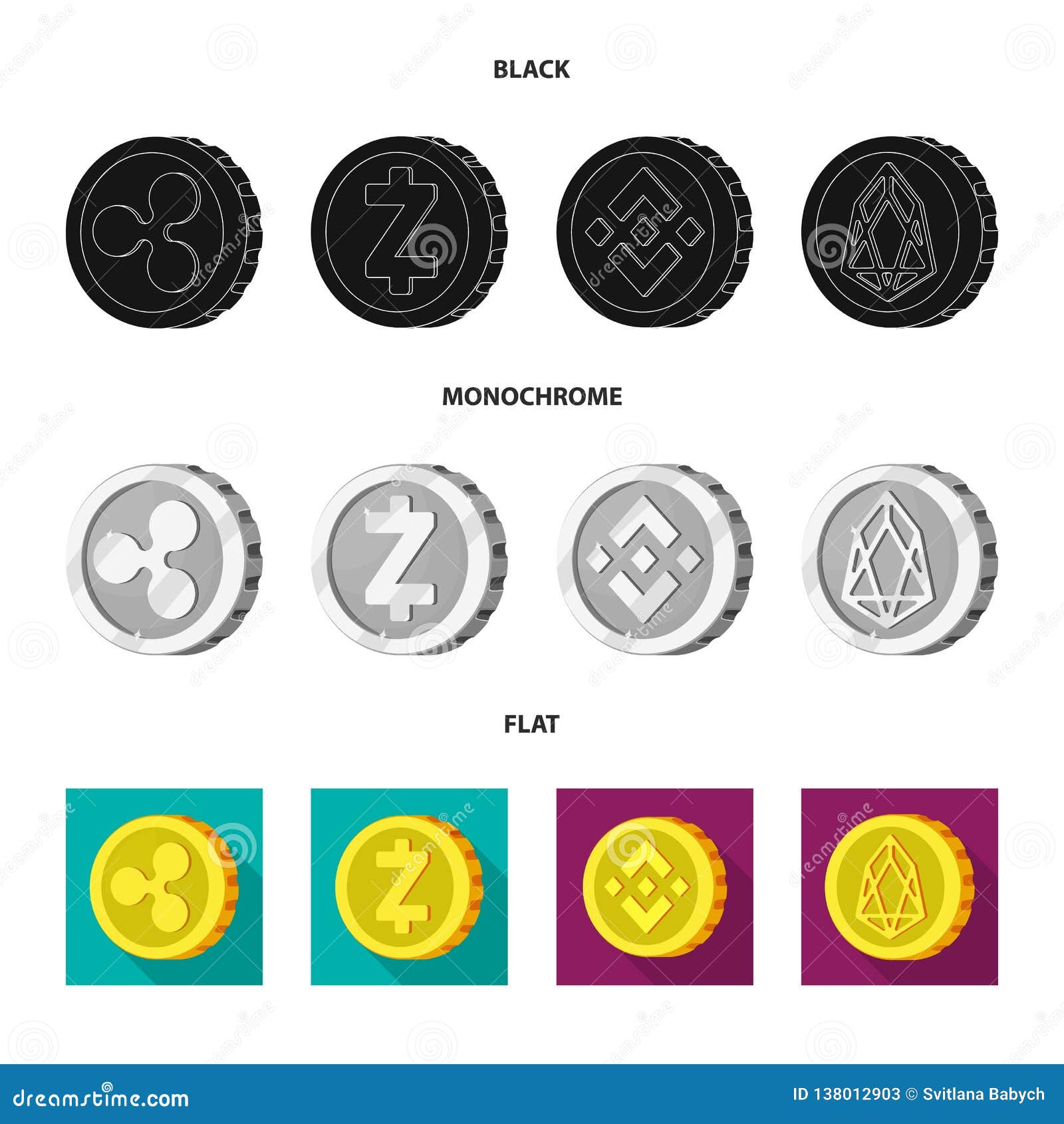 Vector Design of Cryptocurrency and Coin Icon. Set of Cryptocurrency ...