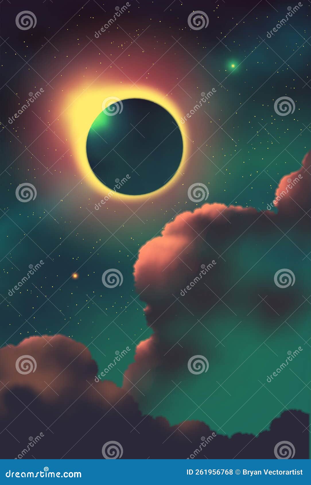 Vector Illustration of Cumulonimbus Clouds on the Bright Blue Sky Stock ...